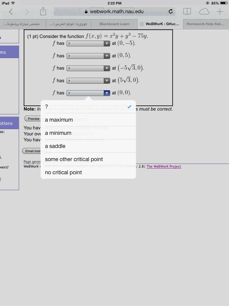 Solved Consider the function a maximum a minimum a saddle | Chegg.com