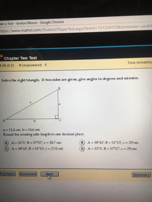 Solved Solve the right triangle. If two sides are given, | Chegg.com