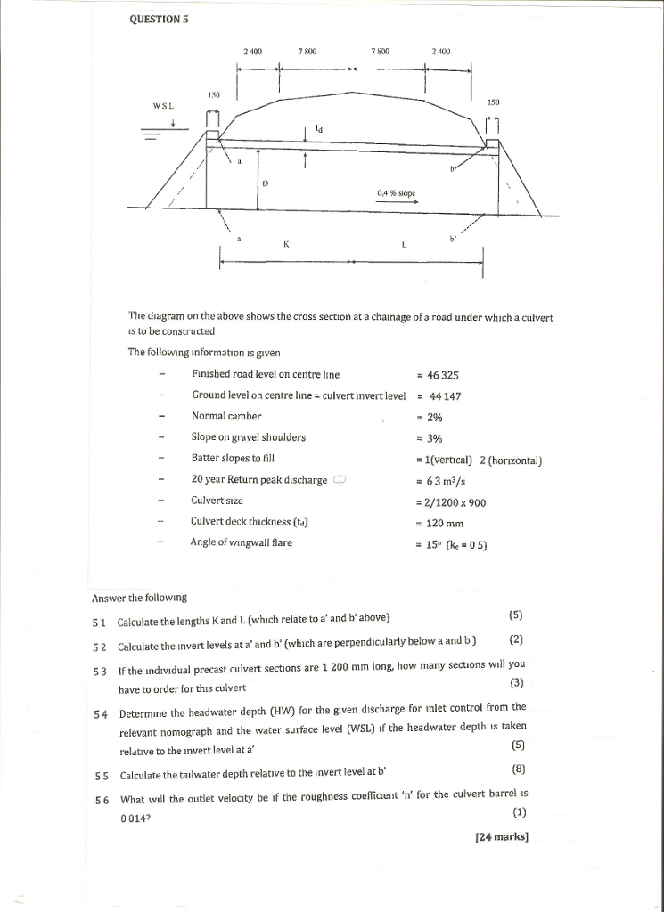 QUESTION 5 2 400 7 800 7 800 2 400 ISO 150 WSL 0,4 % | Chegg.com