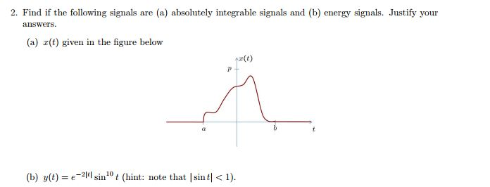 Solved 2. Find if the following signals are (a) absolutely | Chegg.com