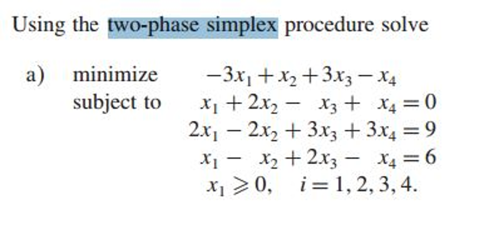 Please Use The Two-Phase Simplex Method Indicate | Chegg.com
