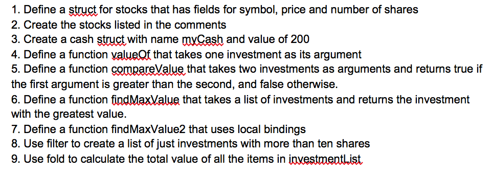 1. Define a struct for stocks that has fields for | Chegg.com