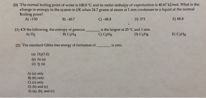 Solved The normal boiling point of water is 100.0 degreeC | Chegg.com