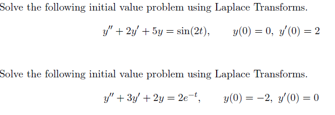 Solve the following initial value problem using | Chegg.com