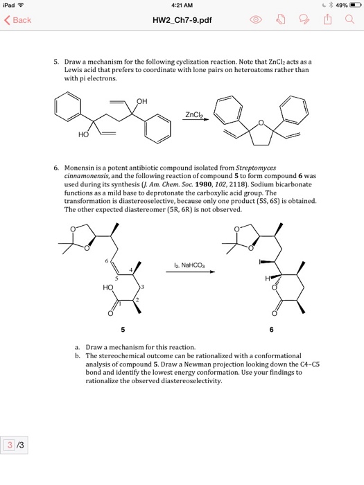 Solved Draw a mechanism for the following cyclization | Chegg.com