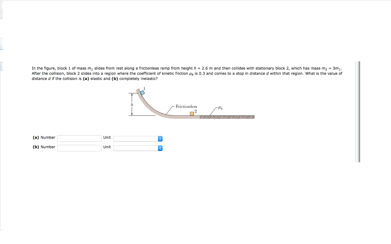 Solved In the figure, block 1 of mass m1 slides from rest | Chegg.com