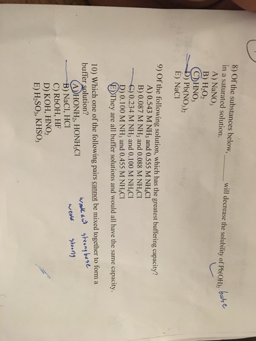 Solved Of the substances below, will decrease the solubility | Chegg.com