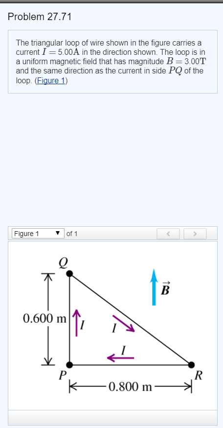 Solved Problem 27.71 The triangular loop of wire shown in | Chegg.com