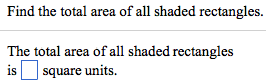 Solved Find the total area of all shaded rectangles. The | Chegg.com