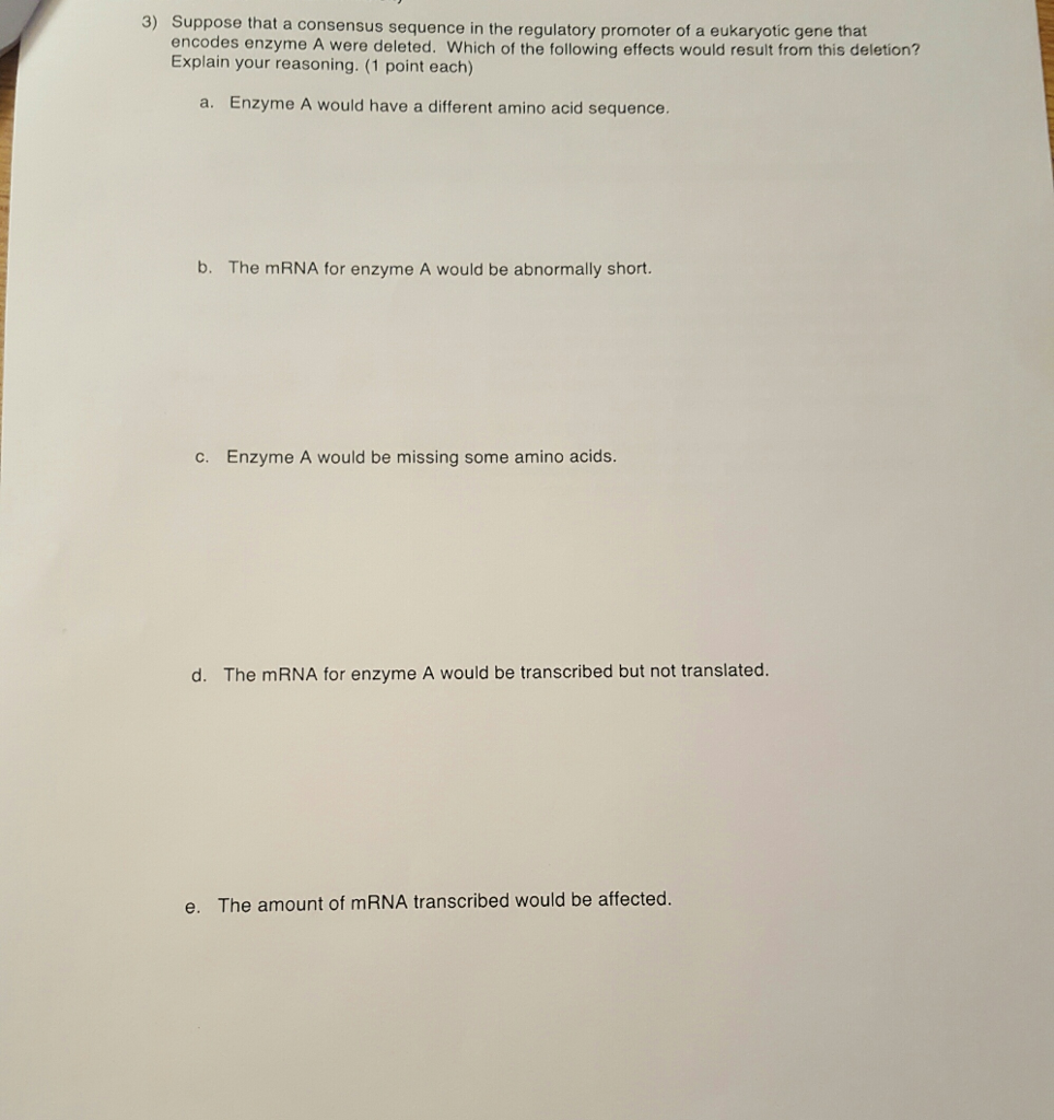 Solved 3) Suppose that a consensus sequence in the | Chegg.com