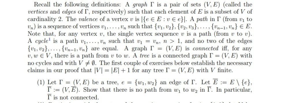 Solved Recall the following definitions: A graph「is a pair | Chegg.com