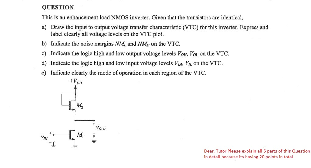 Solved This is an enhancement load NMOS inverter. Given that | Chegg.com