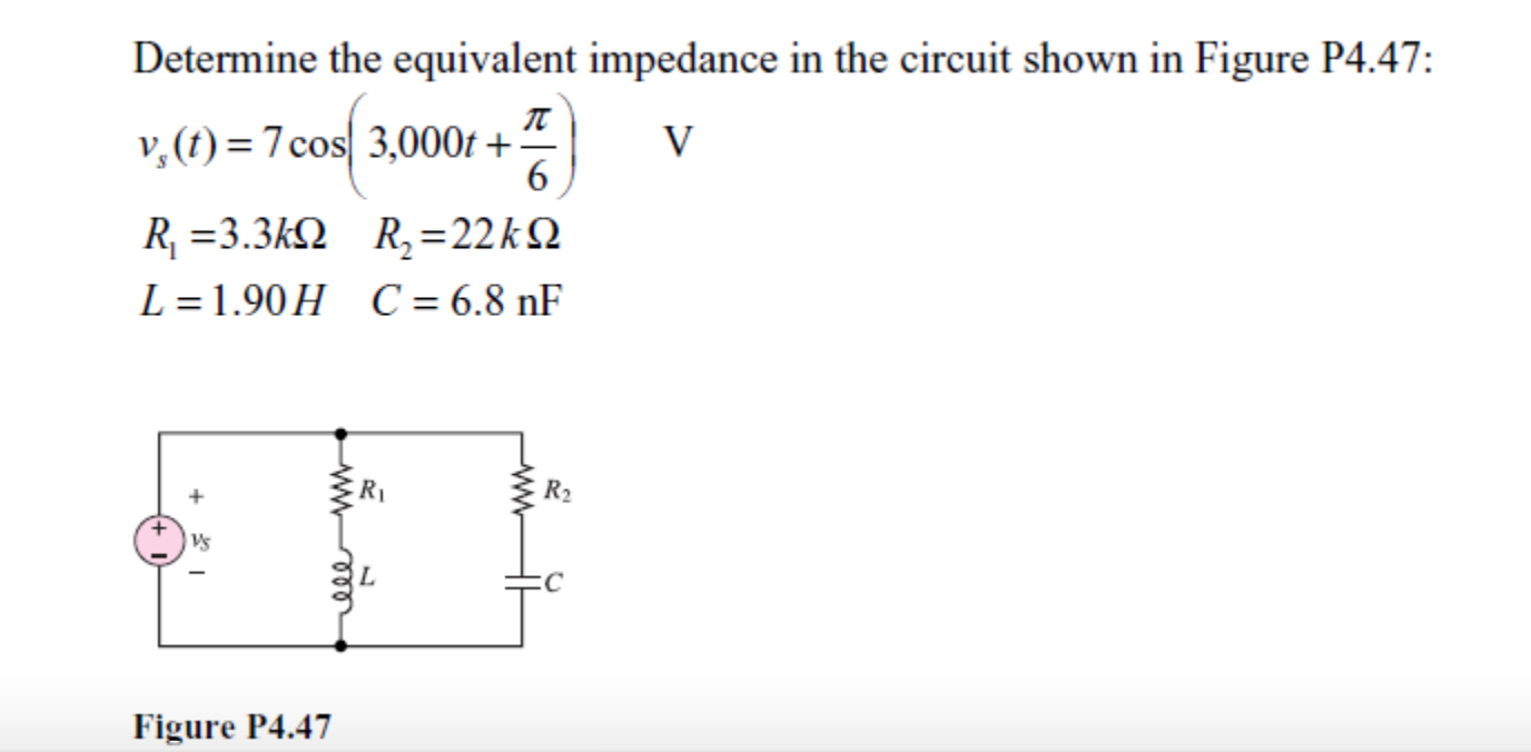 Solved Determine the equivalent impedance in the circuit | Chegg.com