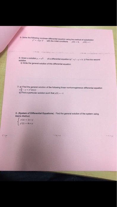 Solved Solve the following nonlinear differential equation | Chegg.com
