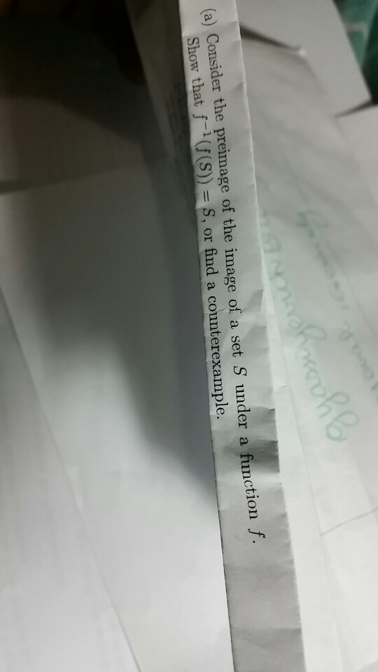 Solved (a) Consider the preimage of the image of a set S | Chegg.com
