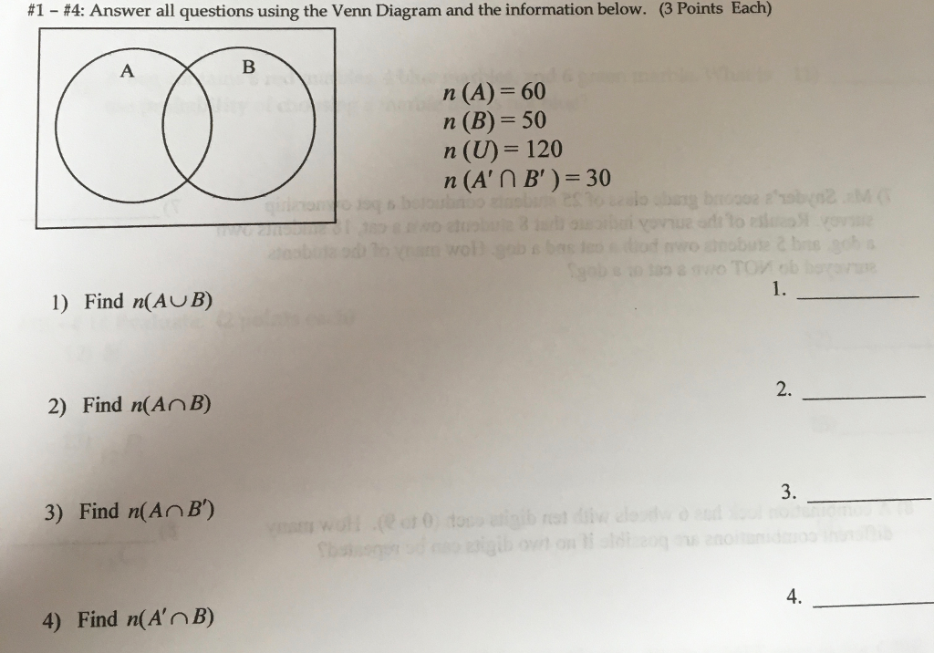 Solved Answer all questions using the Venn Diagram and the | Chegg.com