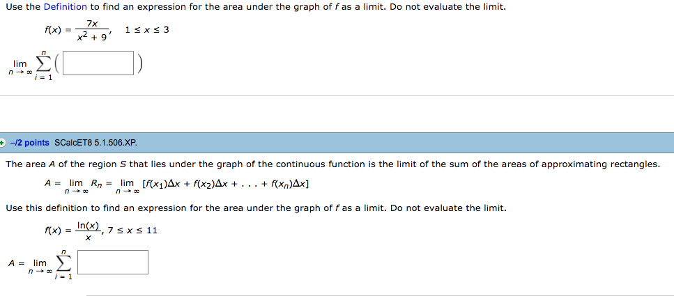 Solved Use the Definition to find an expression for the area | Chegg.com