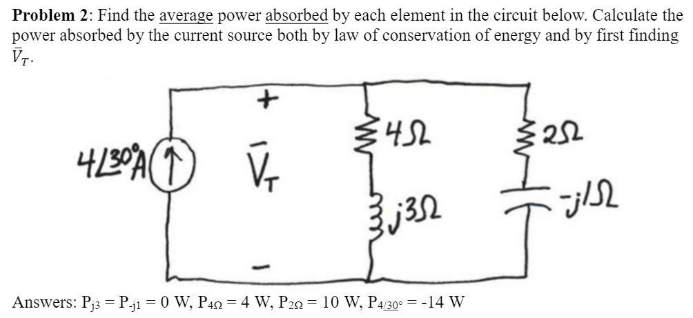 Solved Find the average power absorbed by each element in | Chegg.com