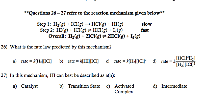 Solved What is the rate law predicted by this mechanism? In | Chegg.com