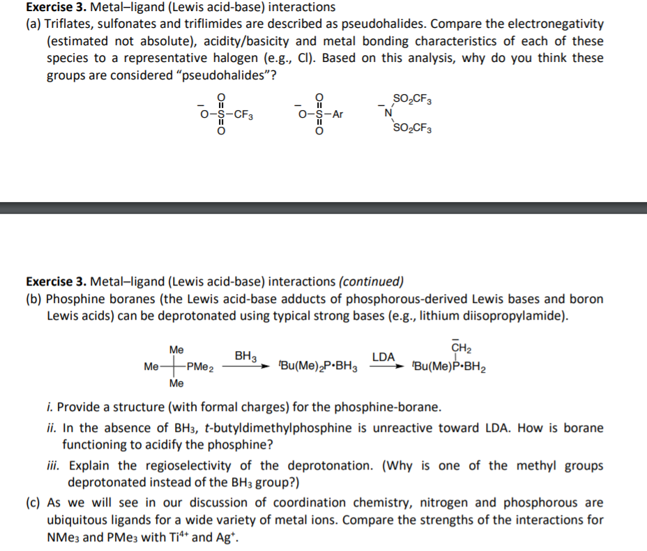 Solved Exercise 3. Metal-ligand (Lewis acid-base) | Chegg.com