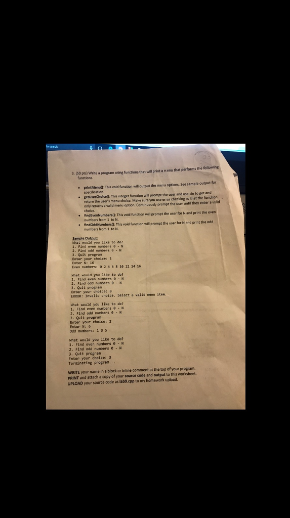 Solved 3 50 Pts Write A Program Using Functions That Will