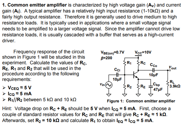 Solved 1. Common emitter amplifier is characterized by high | Chegg.com