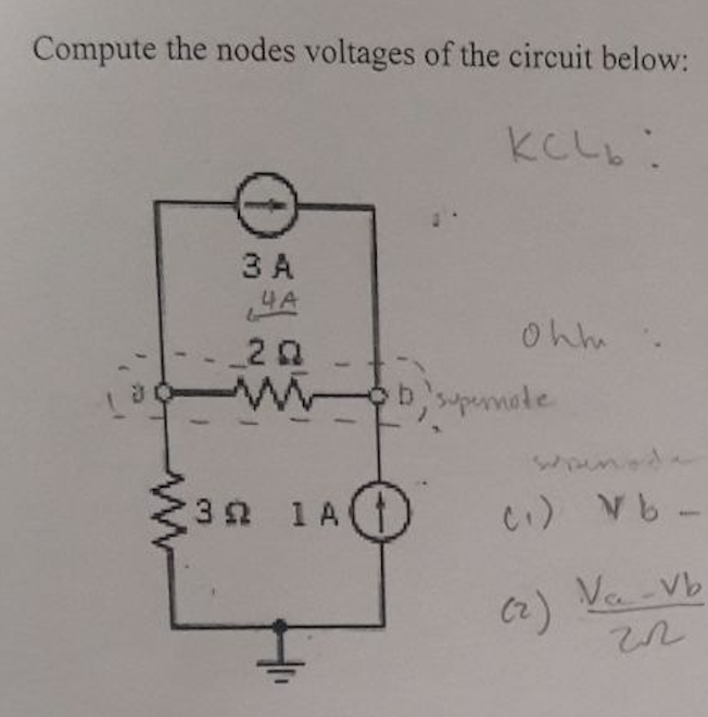 Solved Compute the nodes voltages of the circuit below 3 A | Chegg.com