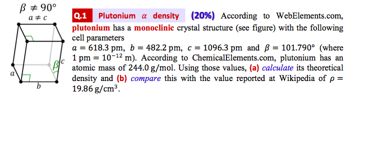 Solved Plutonium alpha density (20 percentage) According to | Chegg.com