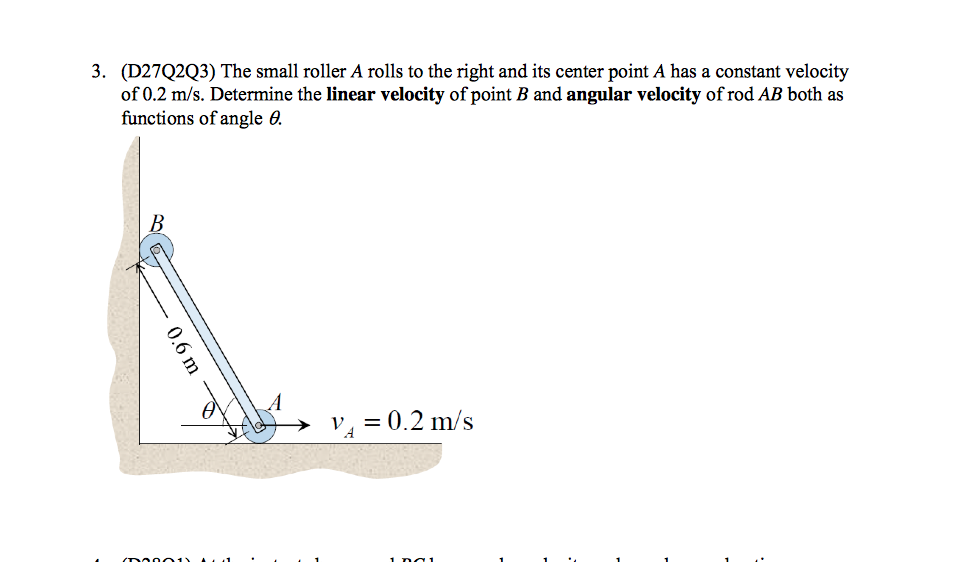 Solved (D27Q2Q3) The small roller A rolls to the right and | Chegg.com