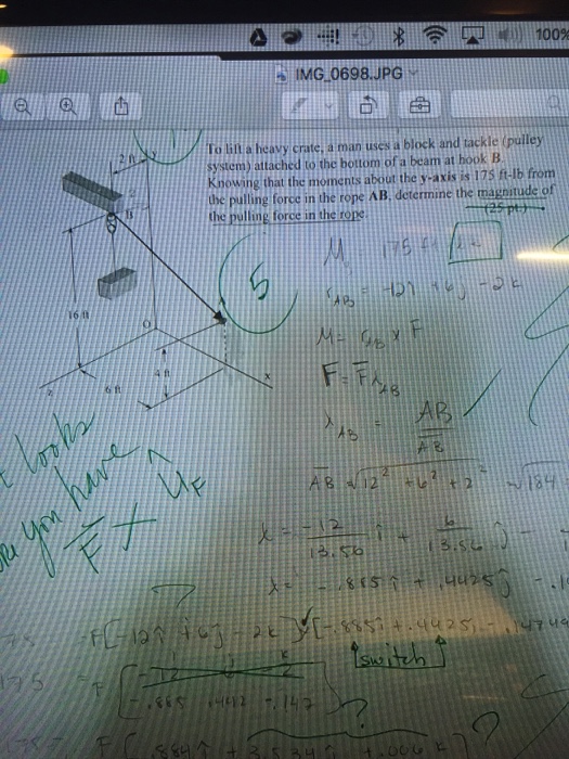 Solved To lift a heavy crate, a man uses a block and tackle | Chegg.com