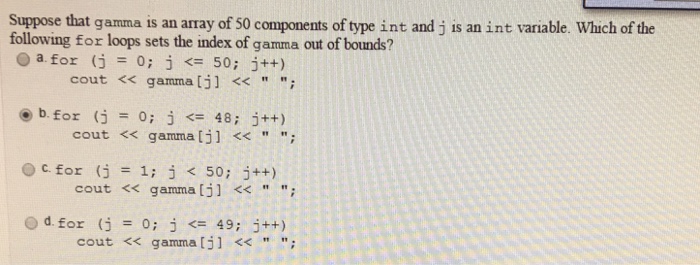 Solved Suppose that gamma is an array of 50 components of | Chegg.com