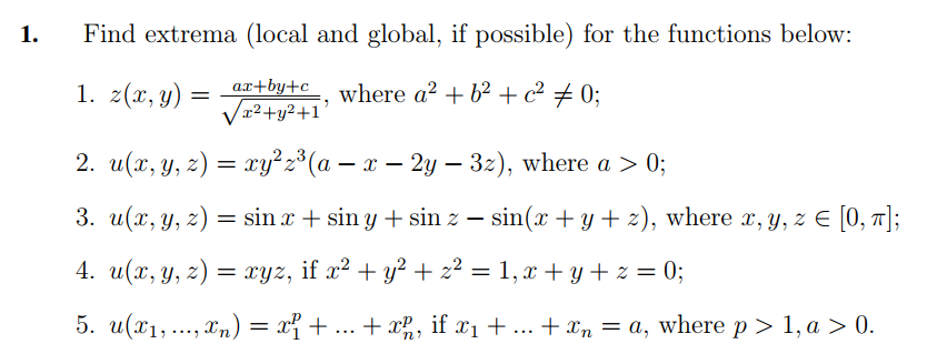 Solved Find extrema (local and global, if possible) for the | Chegg.com