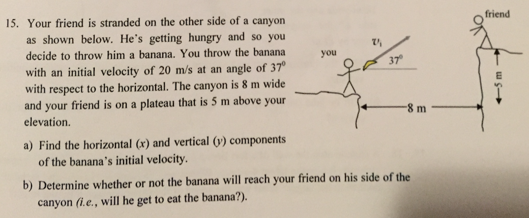 Solved Your friend is stranded on the other side of a canyon | Chegg.com