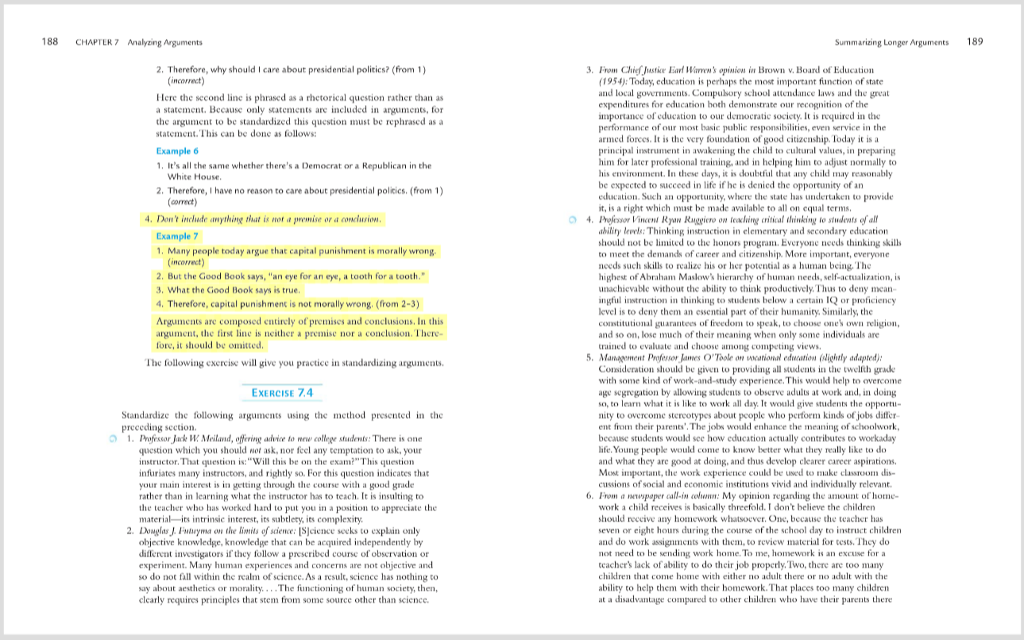 188 Chapter7 Analyzing Arguments Summarizing Longer