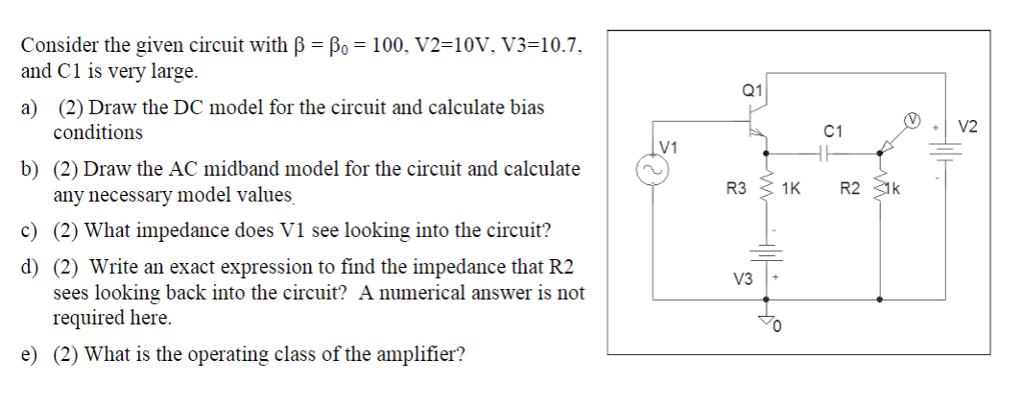 Solved Consider the given circuit with ?-?0-100. V2-10V. | Chegg.com