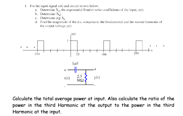 Solved For the input signal x(t) and circuit shown below: | Chegg.com