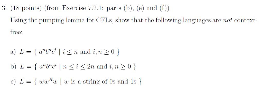 Solved Using the pumping lemma for CFLs, show that the | Chegg.com