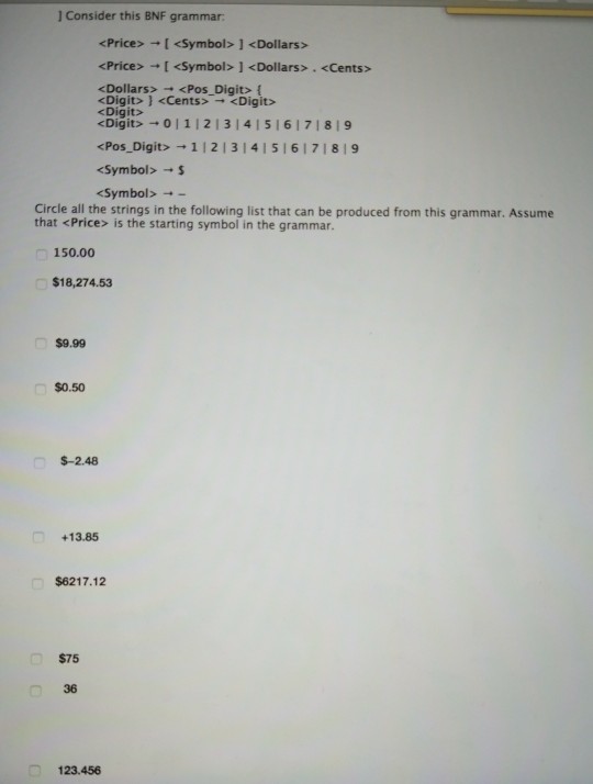 Solved 1 Consider this BNF grammar I | Chegg.com