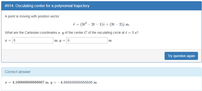 Solved #914. Osculating center for a polynomial trajectory A | Chegg.com