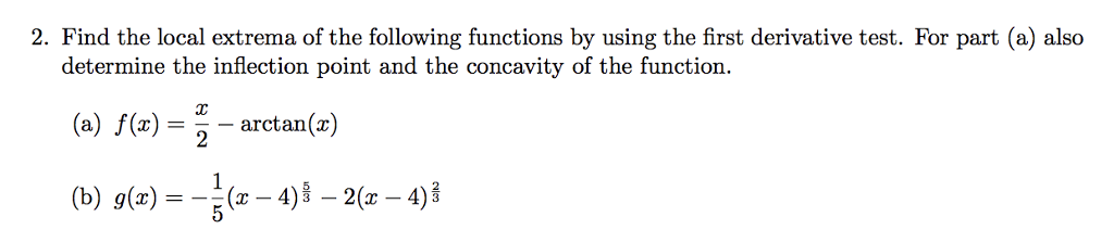 Solved 2. Find the local extrema of the following functions | Chegg.com