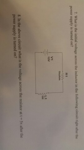 Solved What is the initial voltage across the inductor in | Chegg.com