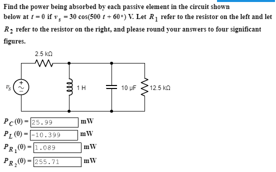 Solved Find the power being absorbed by each passive element | Chegg.com