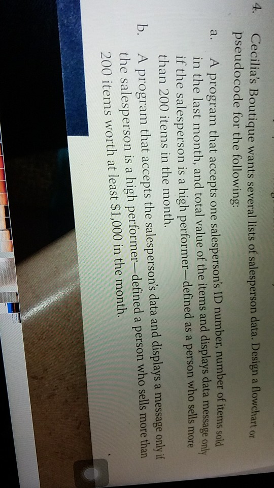 Solved 4. Cecilia's Boutique wants several lists of | Chegg.com