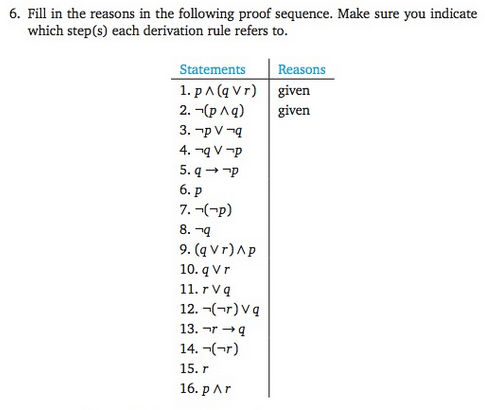 Solved 6. Fill in the reasons in the following proof | Chegg.com