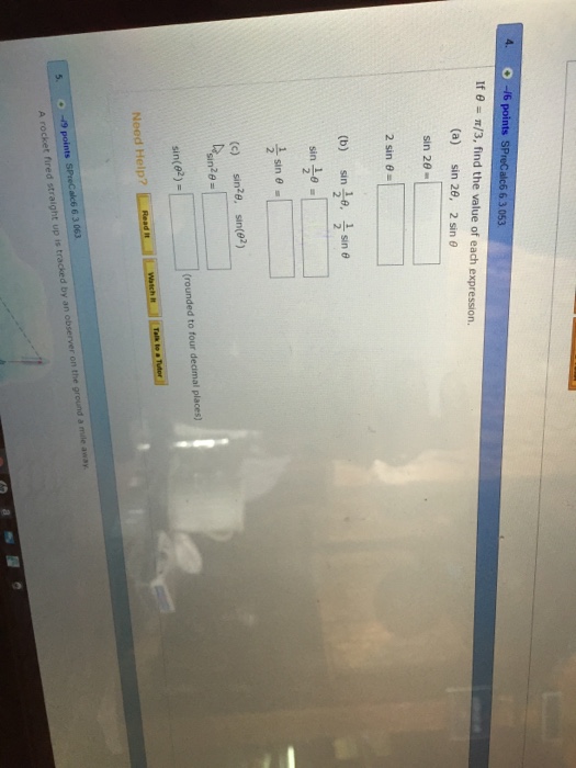 Solved If theta = pi/3, find the value of each expression. | Chegg.com