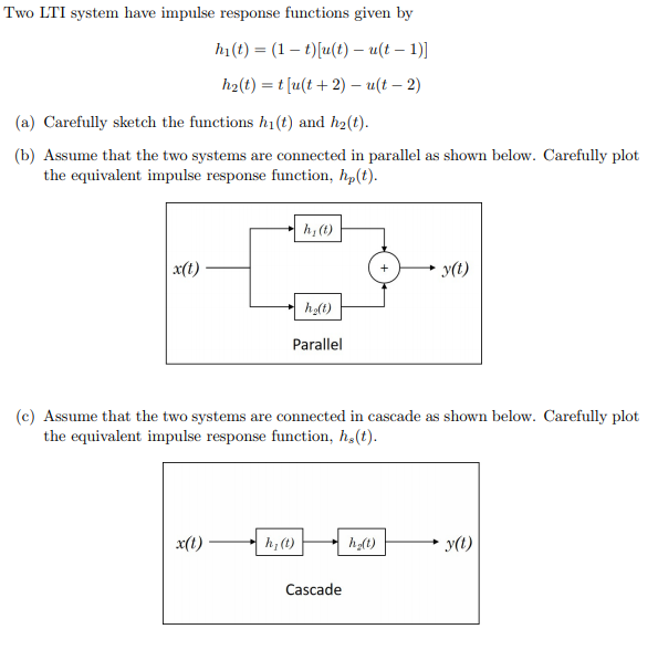 Solved Two LTI system have impulse response functions given | Chegg.com
