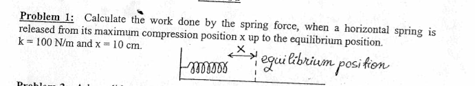 Solved Problem 1: Calculate the work done by the spring | Chegg.com