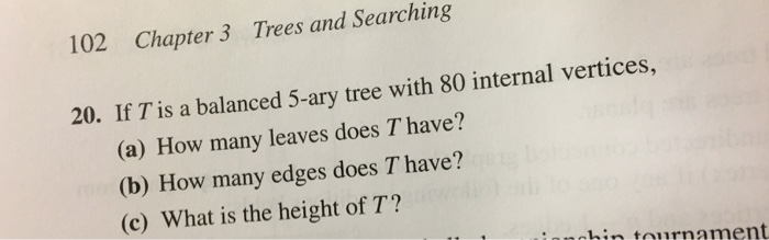 Solved If T is a balanced 5-ary tree with 80 internal | Chegg.com