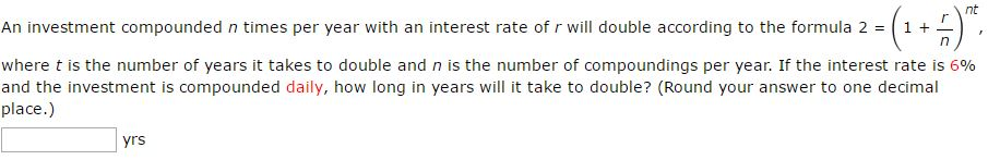 Solved An investment compounded n times per year with an | Chegg.com