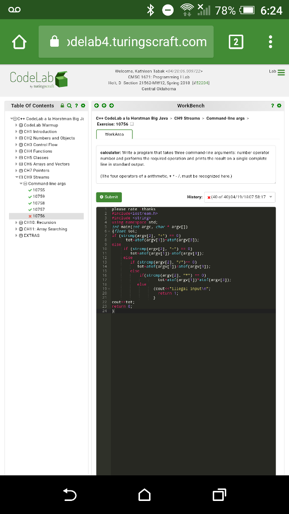 delab4.turingscraft.com 2 Welcome, Kathleen Tabak | Chegg.com
